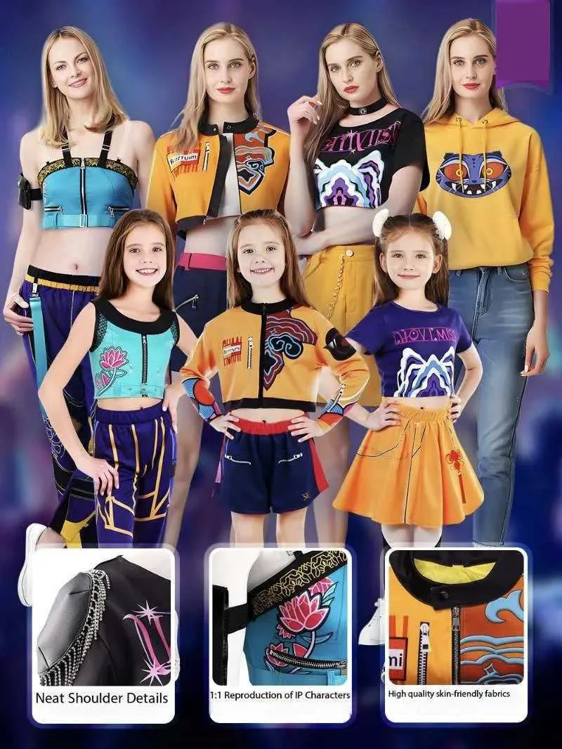 Huntrix KPop Demon Hunters Kids Cosplay Costume Mira Zoey Rumi Anime ...