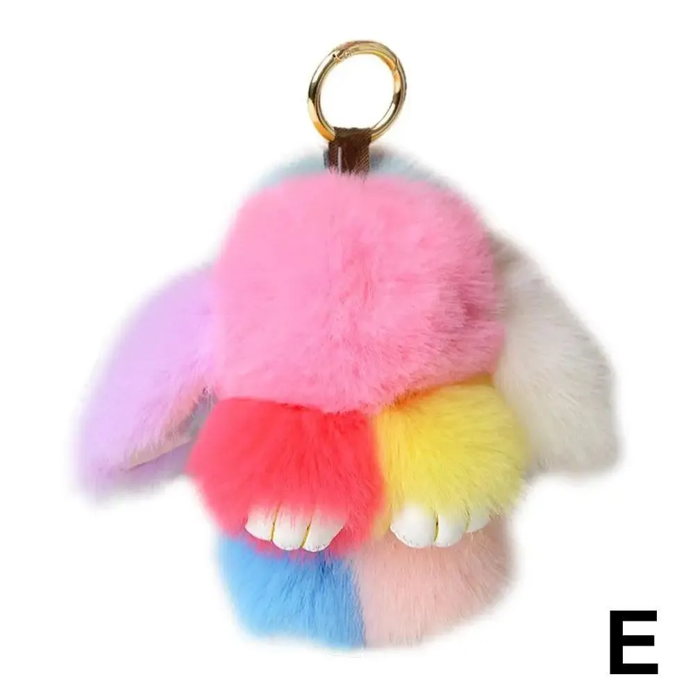 Brown Plush Bunny Keychain Cartoon Pendant with Silver-Plated Tin Alloy ...