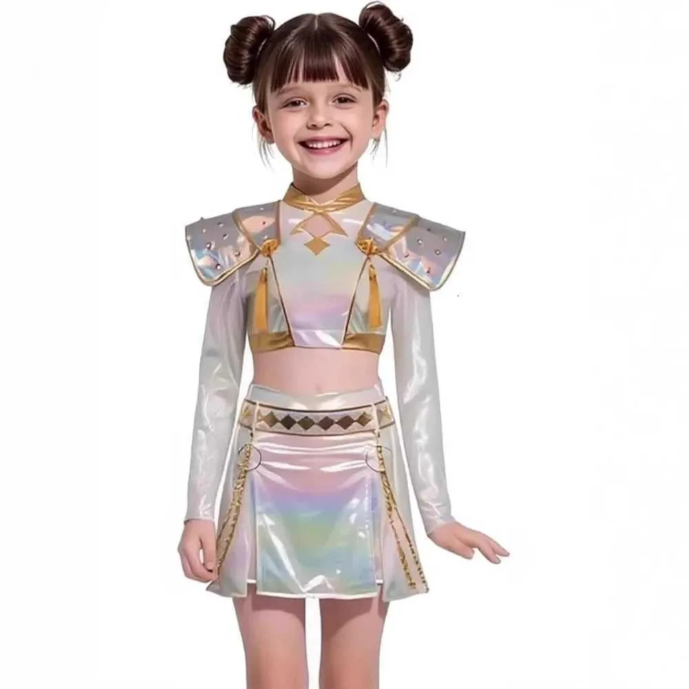 Kids White Performance Costume KPOP Huntrix Zoey Cosplay Costume Wig ...