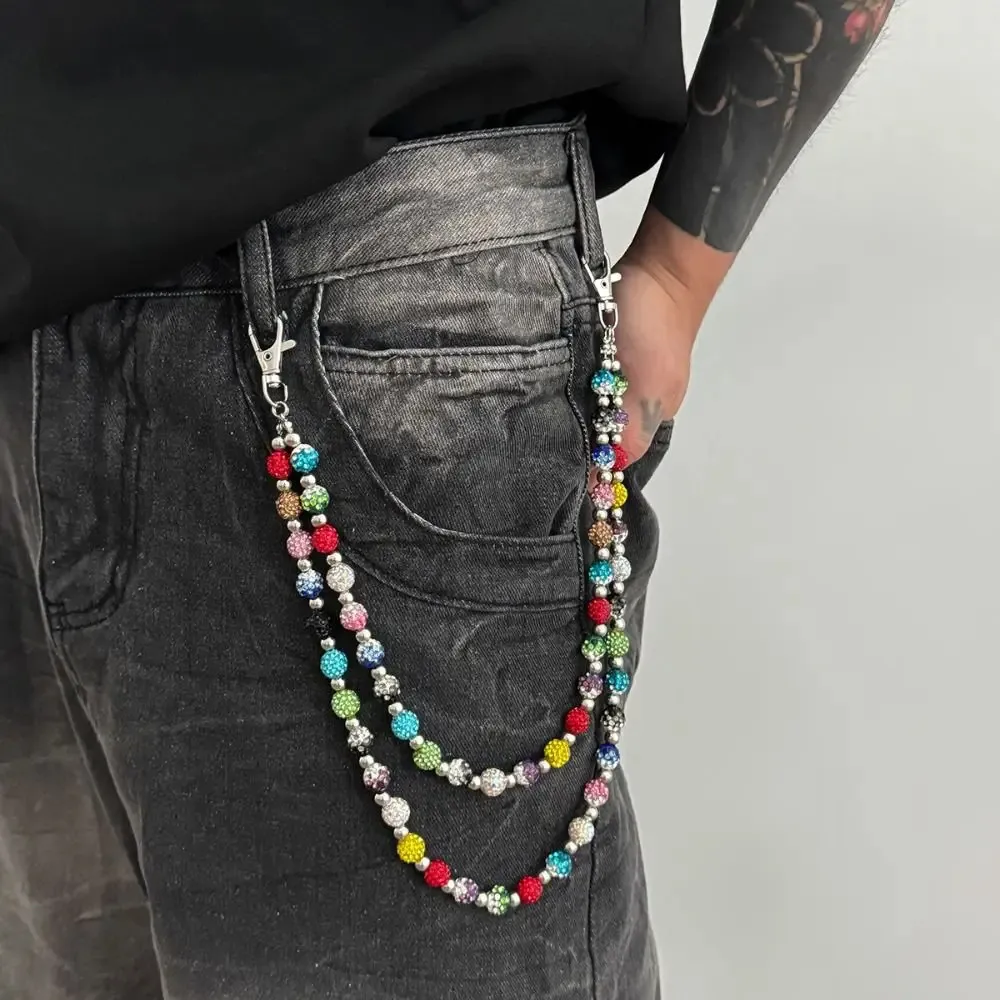 Colorful Rhinestone Bead Waist Chain Acrylic Zinc Alloy Wide Jeans ...