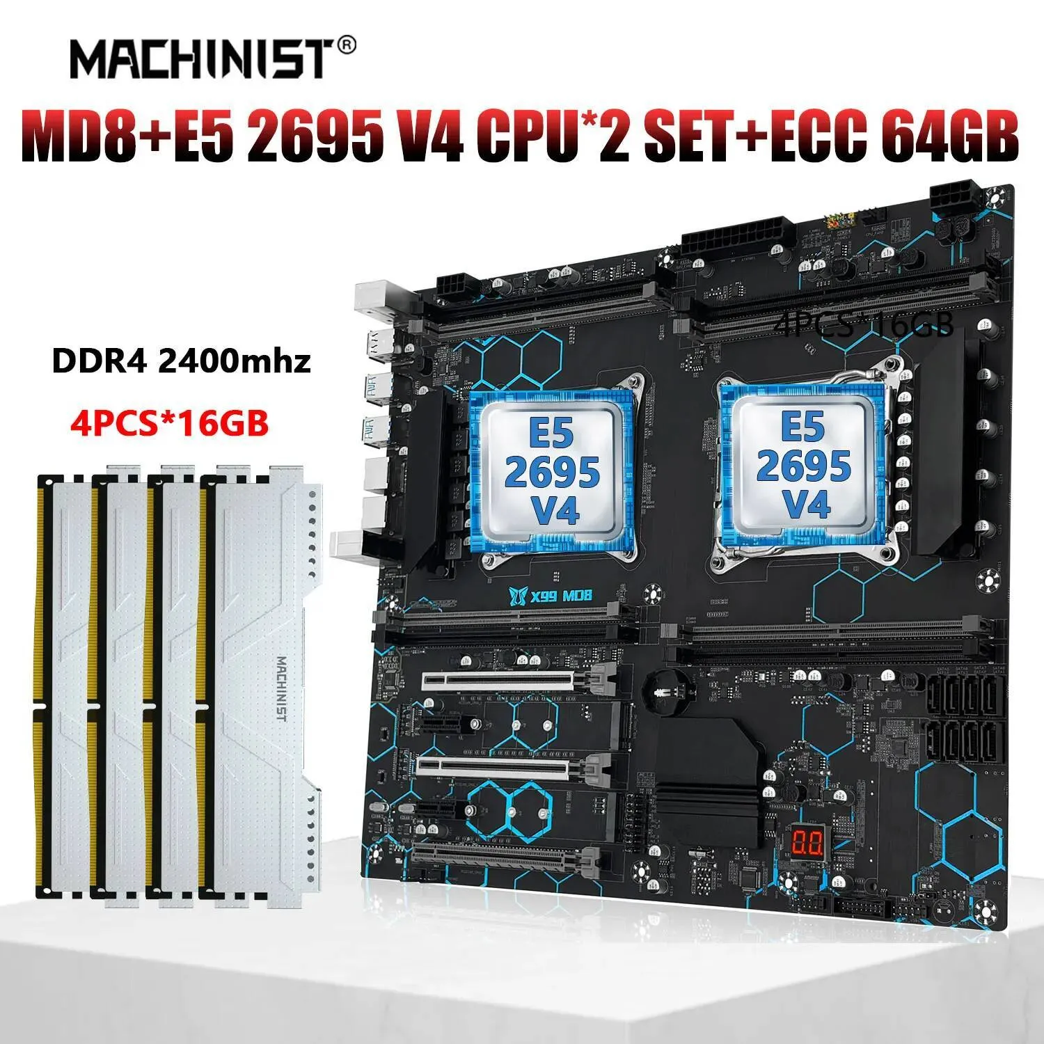Placa Base Dual Xeon E5 2695 V4 Resistente Memoria DDR4 64GB 2400MHz ...