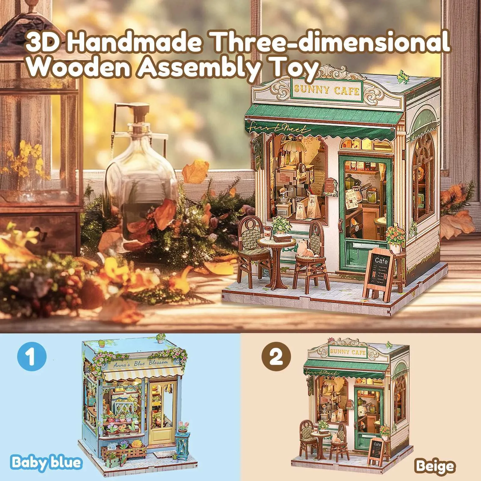 DIY Book Nook Kit Miniature Wooden Dollhouse with Lights Bookshelf ...