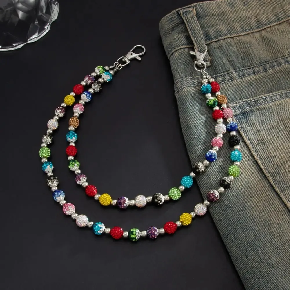 Colorful Rhinestone Bead Waist Chain Acrylic Zinc Alloy Wide Jeans ...