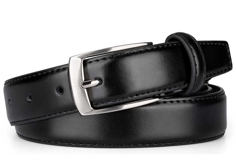 Maikun Genuine Leather Men's Belt with Golden Alloy Pin Buckle Narrow ...