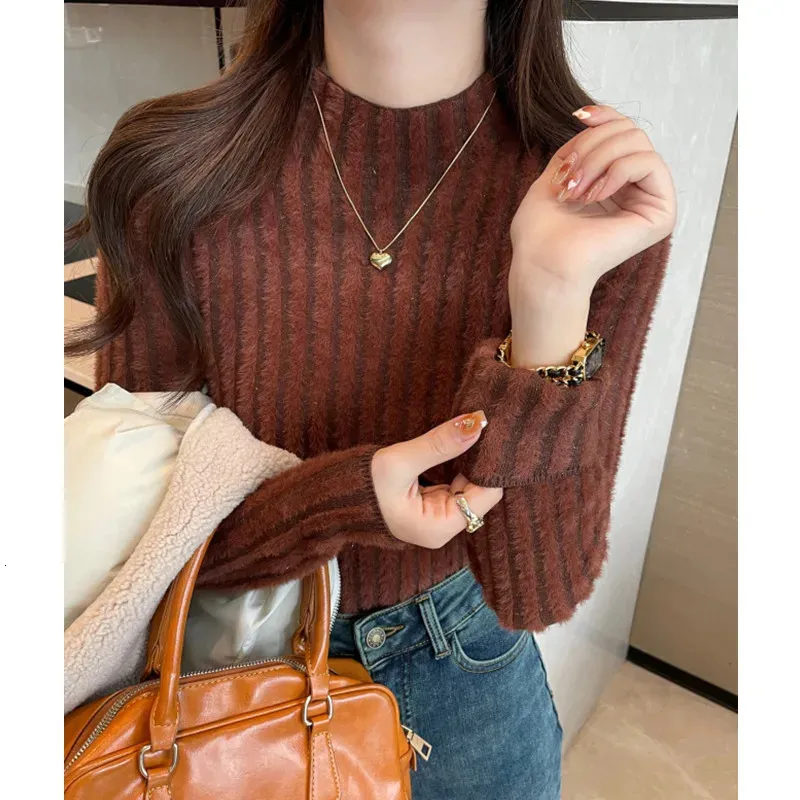 Women's Knitted Semi Turtleneck Pullover Sweater Loose Fit Batwing ...