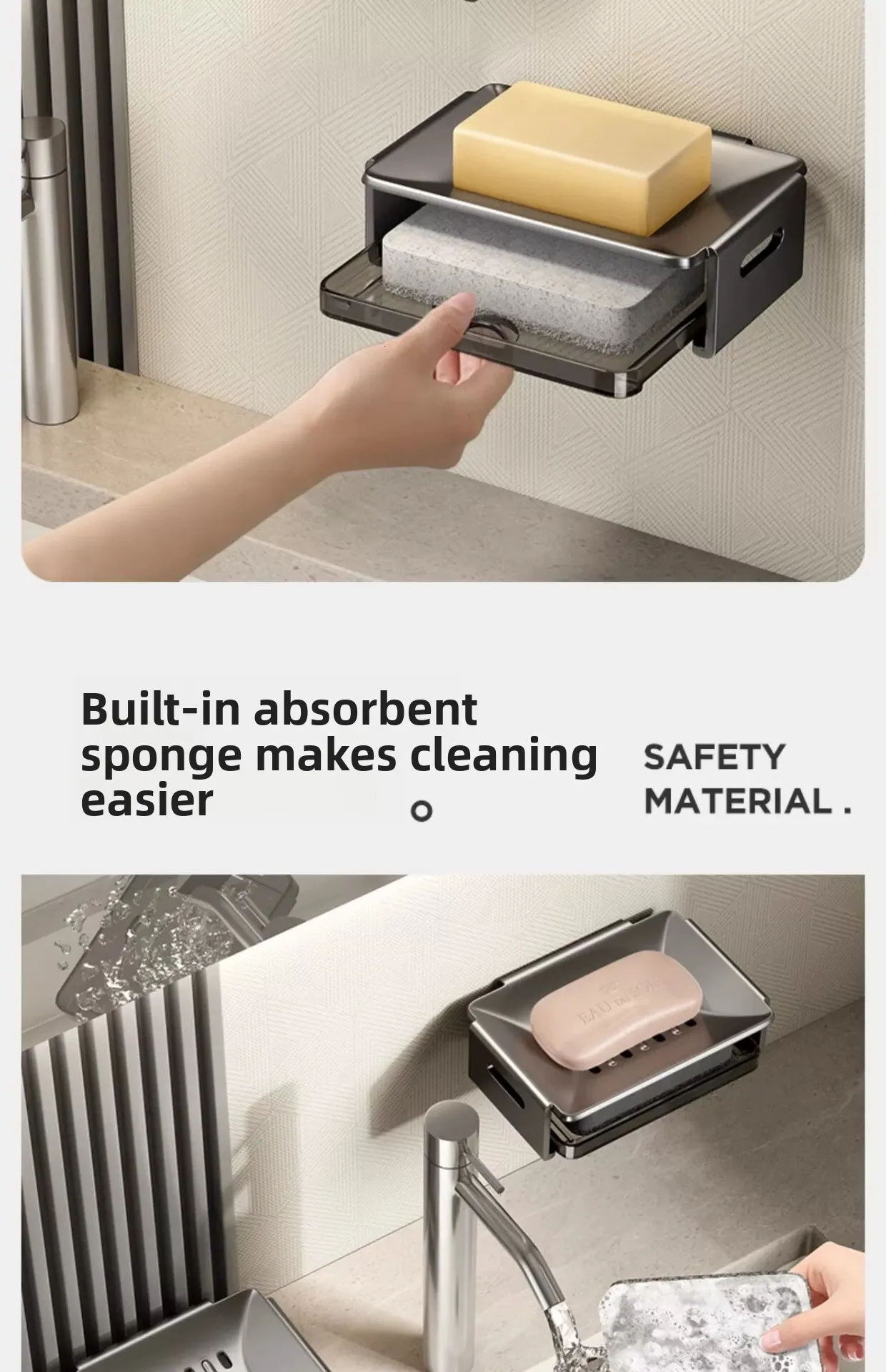 Wall Mounted Aluminum Soap Holder Single Tier Corner Storage Rack with ...