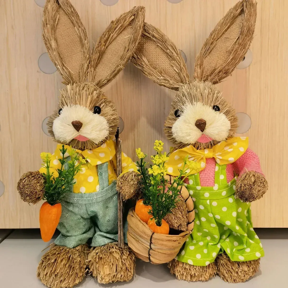2025 Cute Straw Rabbits Bunny Decorations Easter Party Home Garden ...