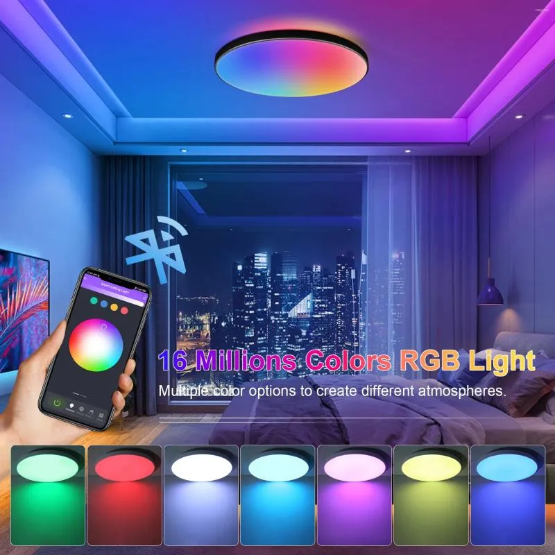 Bluetooth Rgb Ceiling Lights With Remote Control RGB LED Hanging Lamp ...