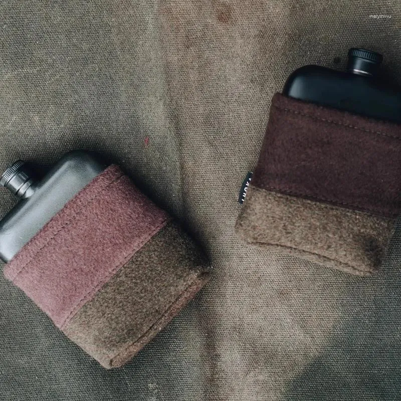 Portable Leather Wrapped Glass Flask With Handy Protective Design Round ...