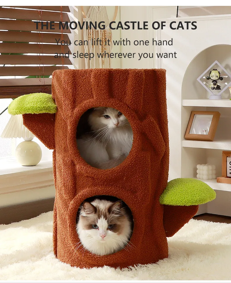 2-in-1 Multi-Layer Cat Tree with Synthetic Fabric Bed and Double-Layer ...