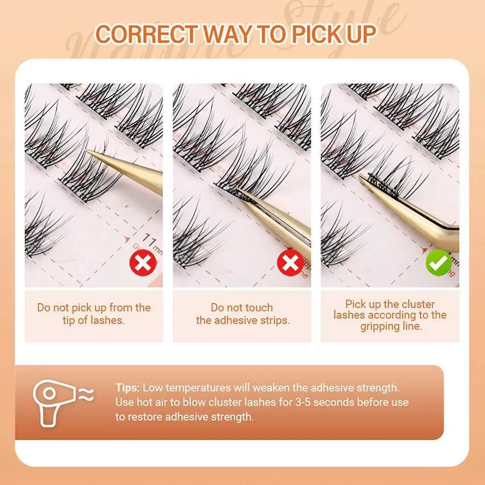 MASSCAKU DIY Self-Adhesive Cluster Lashes 5 Rows Box Curl D Mixed ...