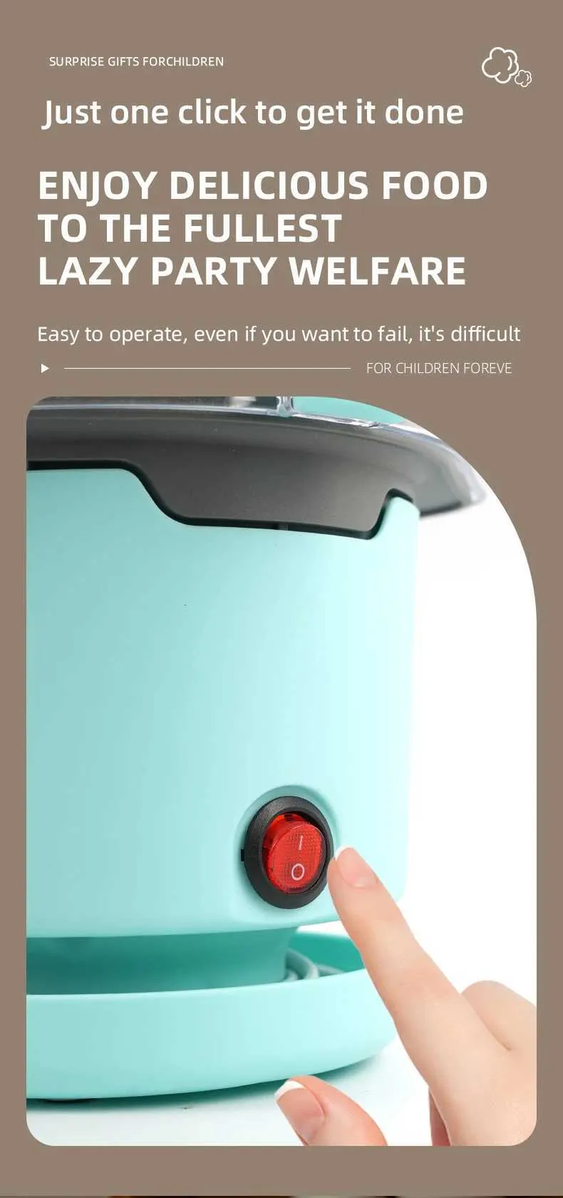 Popcorn Machine Hot Air Popcorn Maker Clear Plastic Body Oil-Free 110V ...