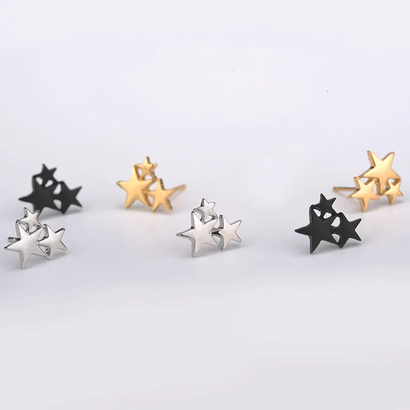 Korean Style Geometric Five-Pointed Star Alloy Earrings with Black ...