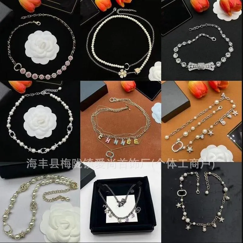 Luxury Pendant Necklace Diamond Inlaid Pearl Letter Jewelry For ...