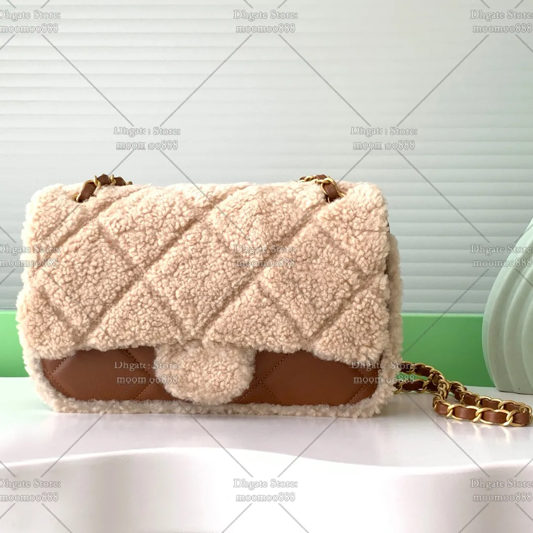 12A Genuine Leather Shearling Shoulder Bag For Women Classic Flap Chain ...