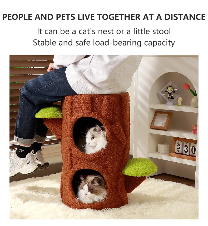 2-in-1 Multi-Layer Cat Tree with Synthetic Fabric Bed and Double-Layer ...