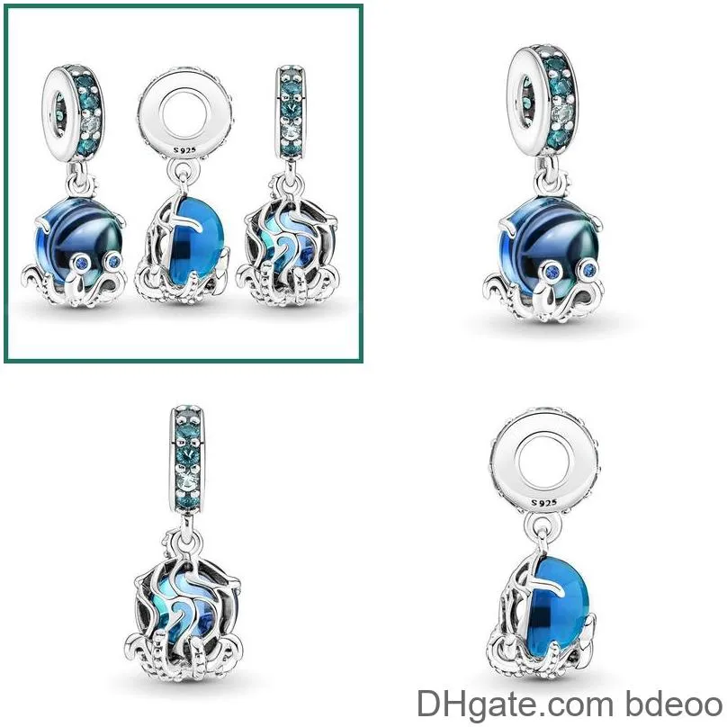 Cute Blue Murano Glass Octopus 3D Pandora Pendants Perfect For Summer ...