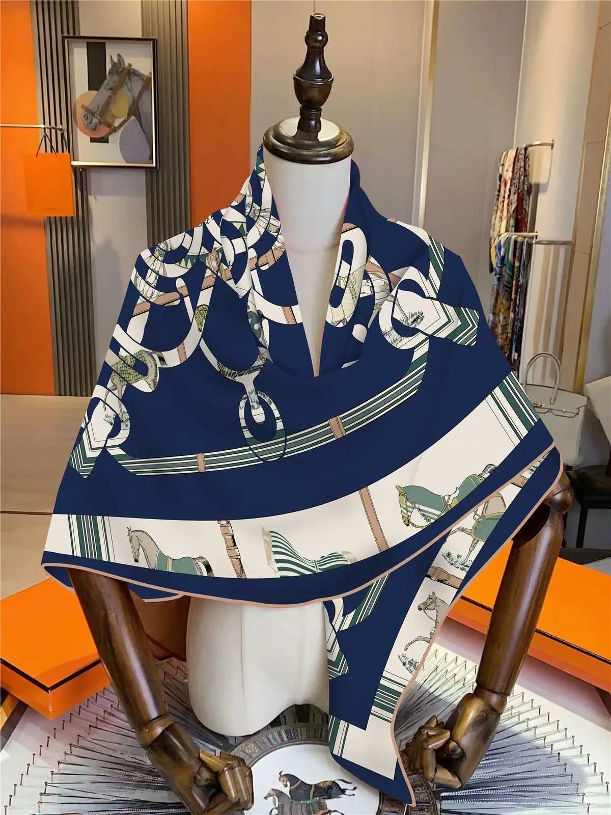 Silk wool scarf 51 in 130 cm satin fabric woven tatting craft ...