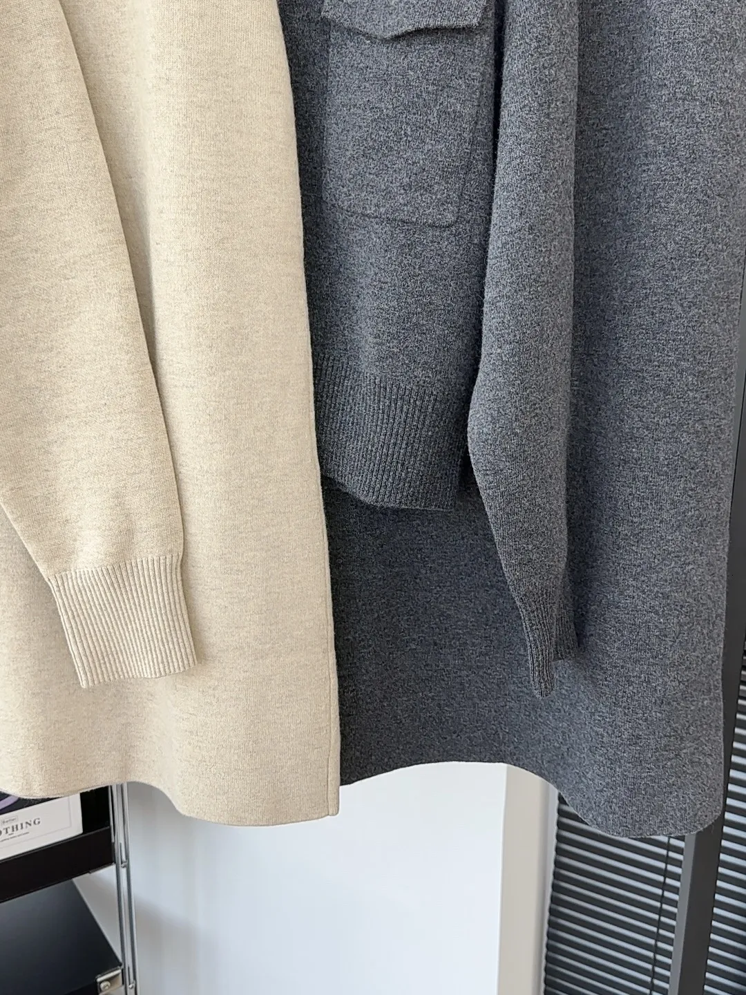 Women's Cashmere Knit Jacket and Skirt Set with Zipper and Pockets in ...