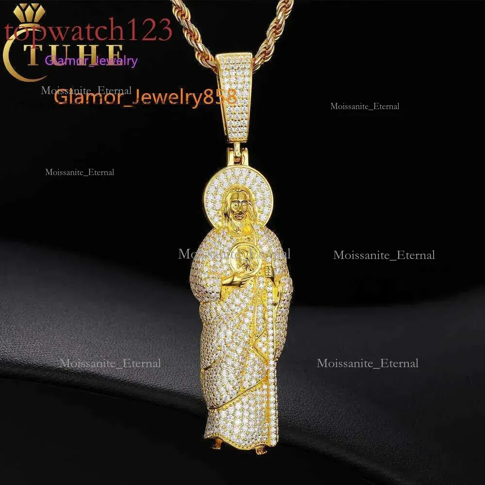 VVSPass Moissanite Dia Tester Pendant Iced Out San Judas Tadeo Hip Hop ...