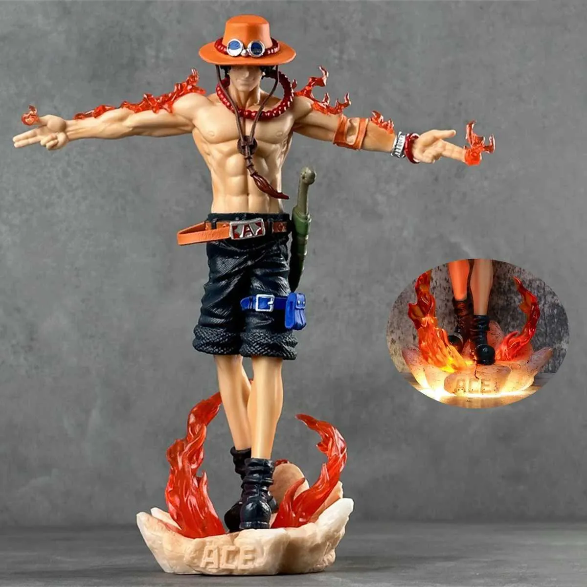 One Piece Portgas D Ace PVC Action Dynamic Character With Lighting ...