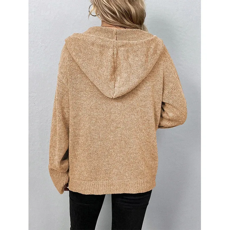 Hooded Knitwear Sweater Coat Women Loose Fit Batwing Sleeve Acetate ...