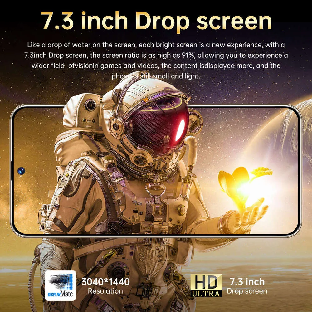 Smartphone Android S24 7.3Inch 120Hz Screen, 16GB RAM+1TB Storage, G100 ...