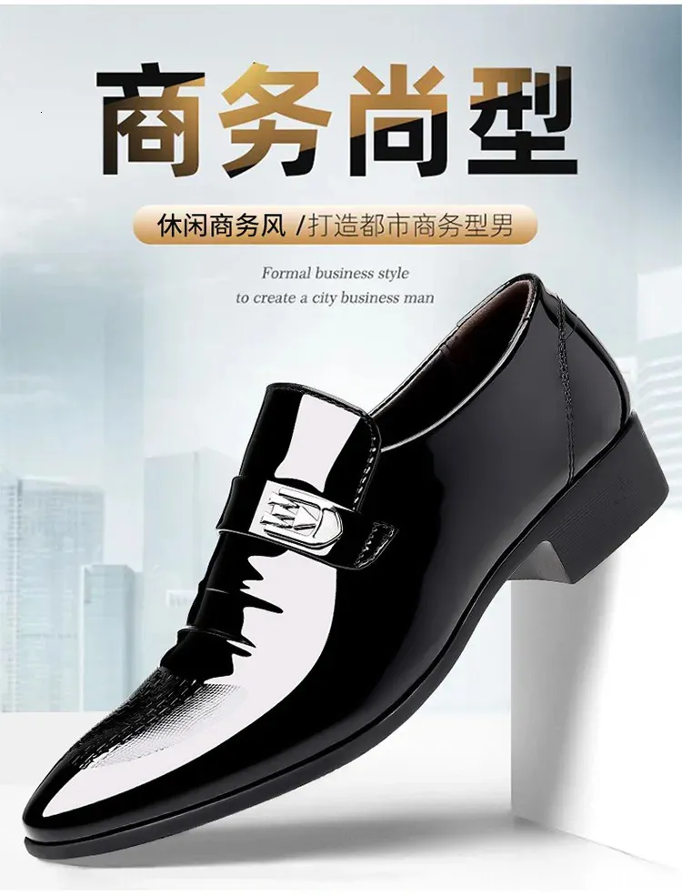 Large-size men's leather dress shoes with stitched uppers and wedge ...