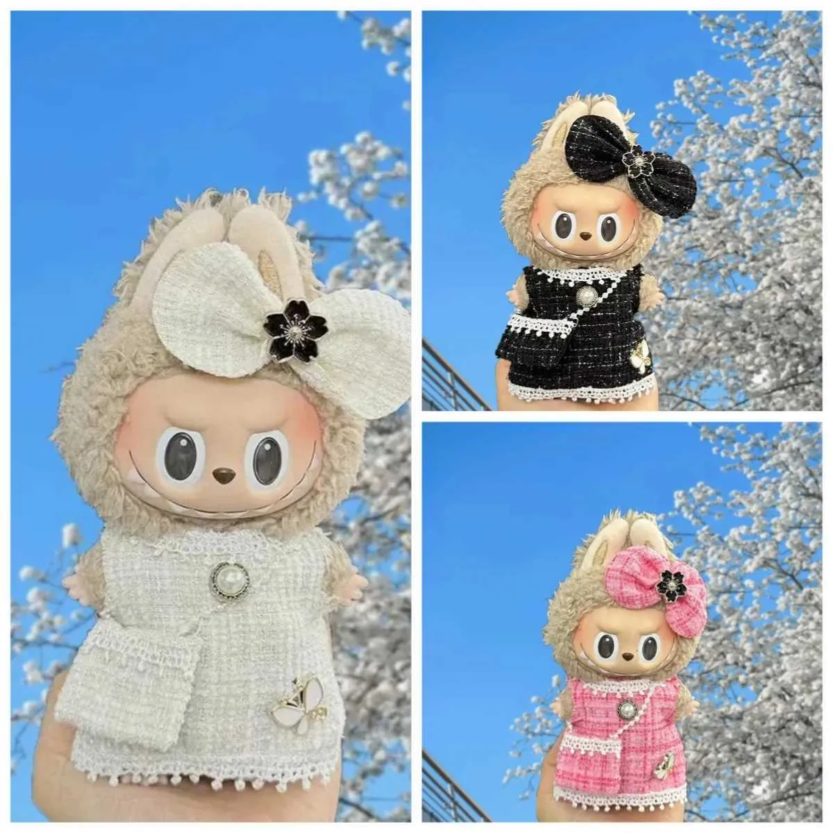 Labubu Doll Outfit Set Red Cloth Dress and Backpack for 17cm 1/12 Scale ...