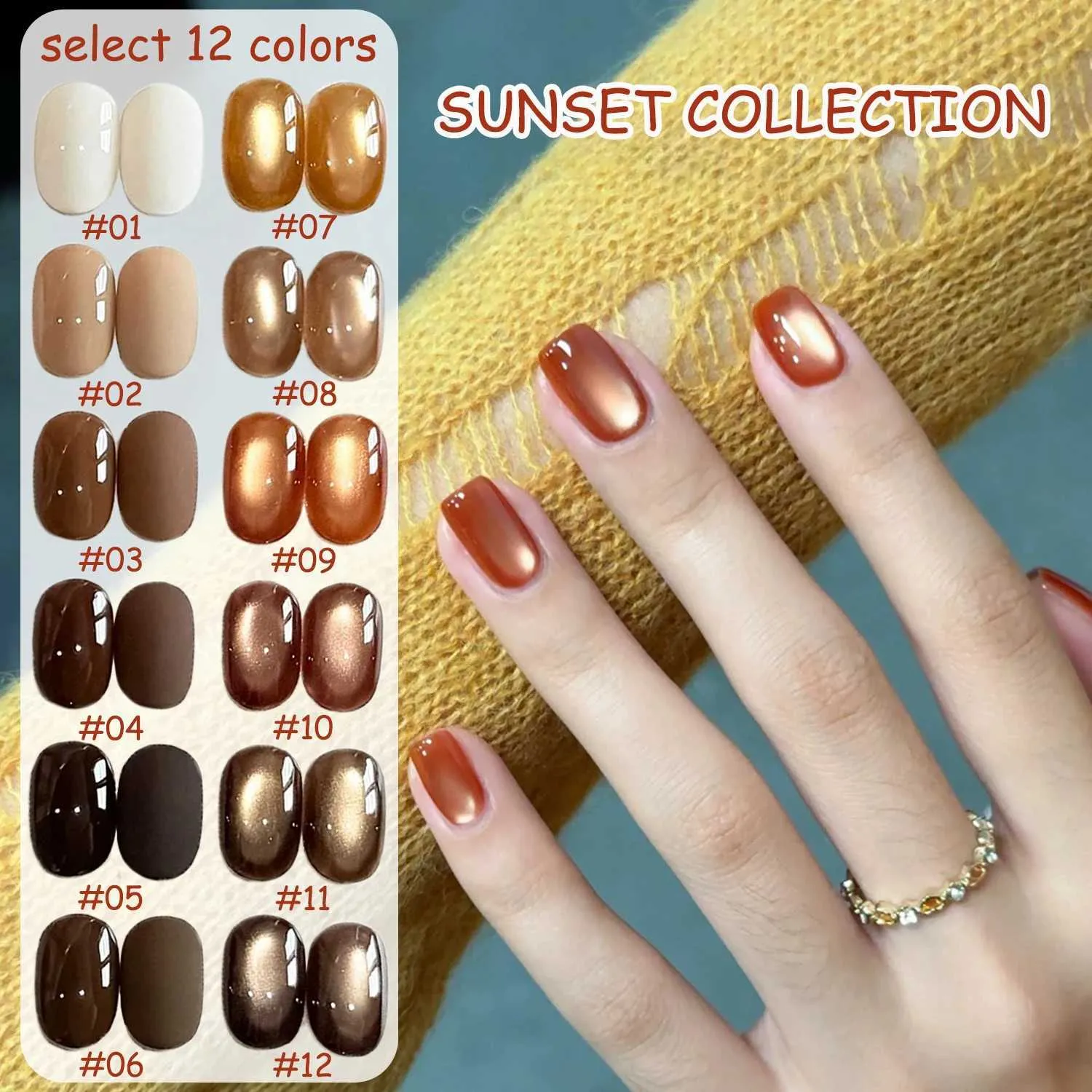 Cat Eye Gel Nail Polish Autumn Winter Gold Black White Glass Bead UV ...