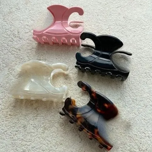 Classic Women's Hair Clips Designer Letter Shark Clips in White and ...