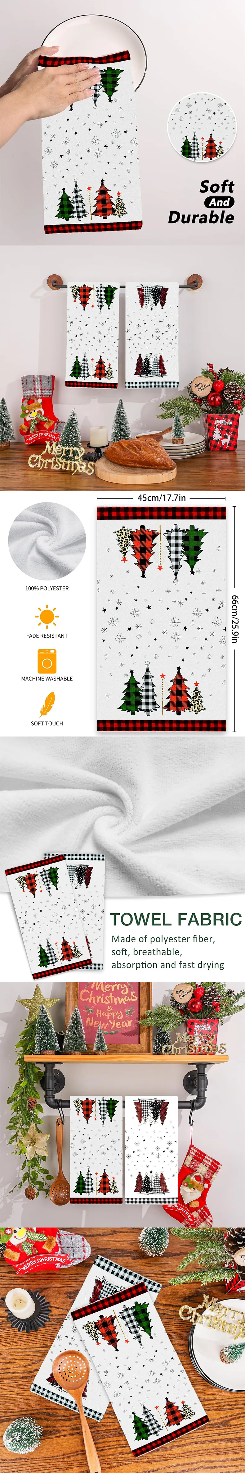 Multifunctional Kitchen Dish Towel Set with Holiday Design Durable ...
