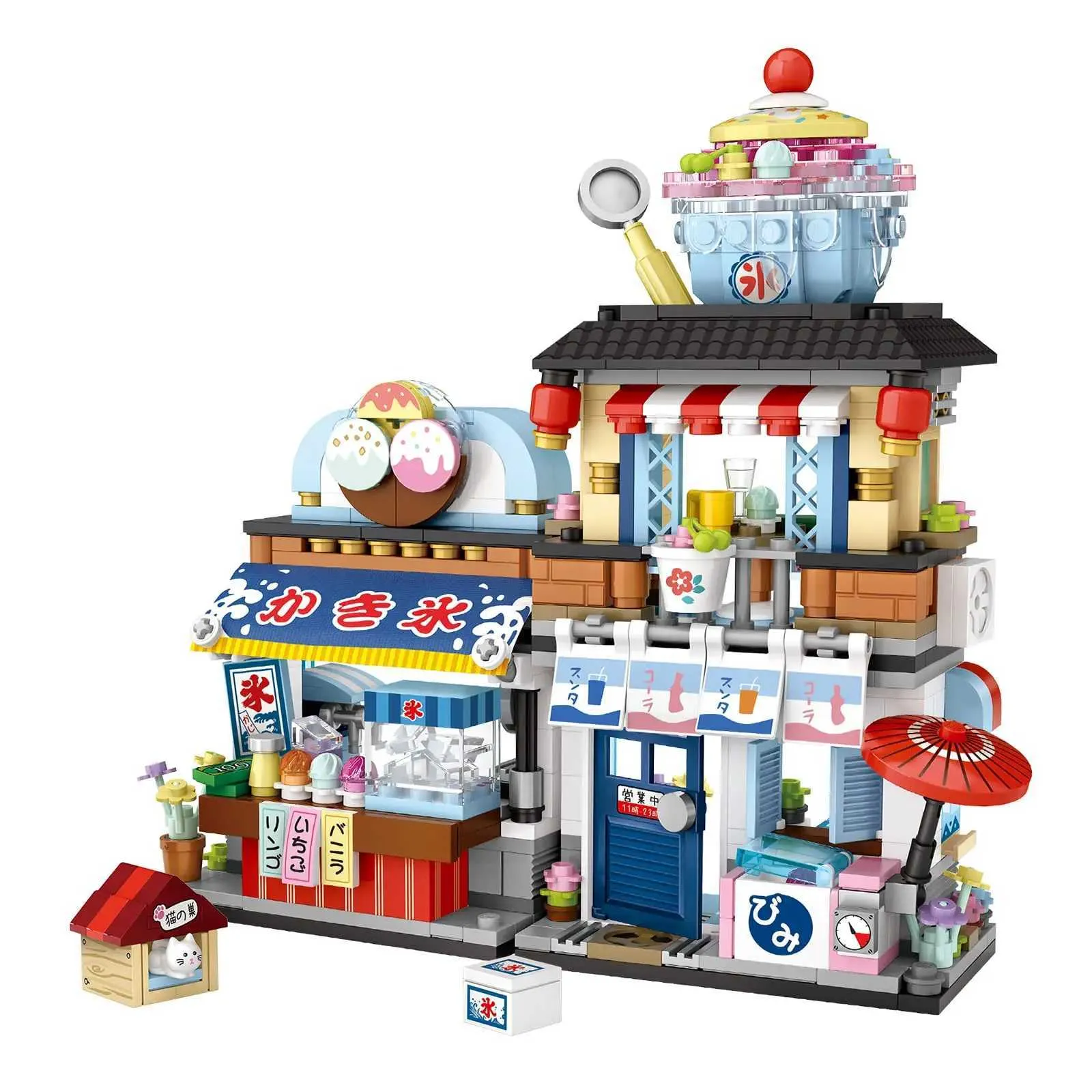 Japanese Street View Ice Drink Shop Plastic Building Blocks Model Set ...