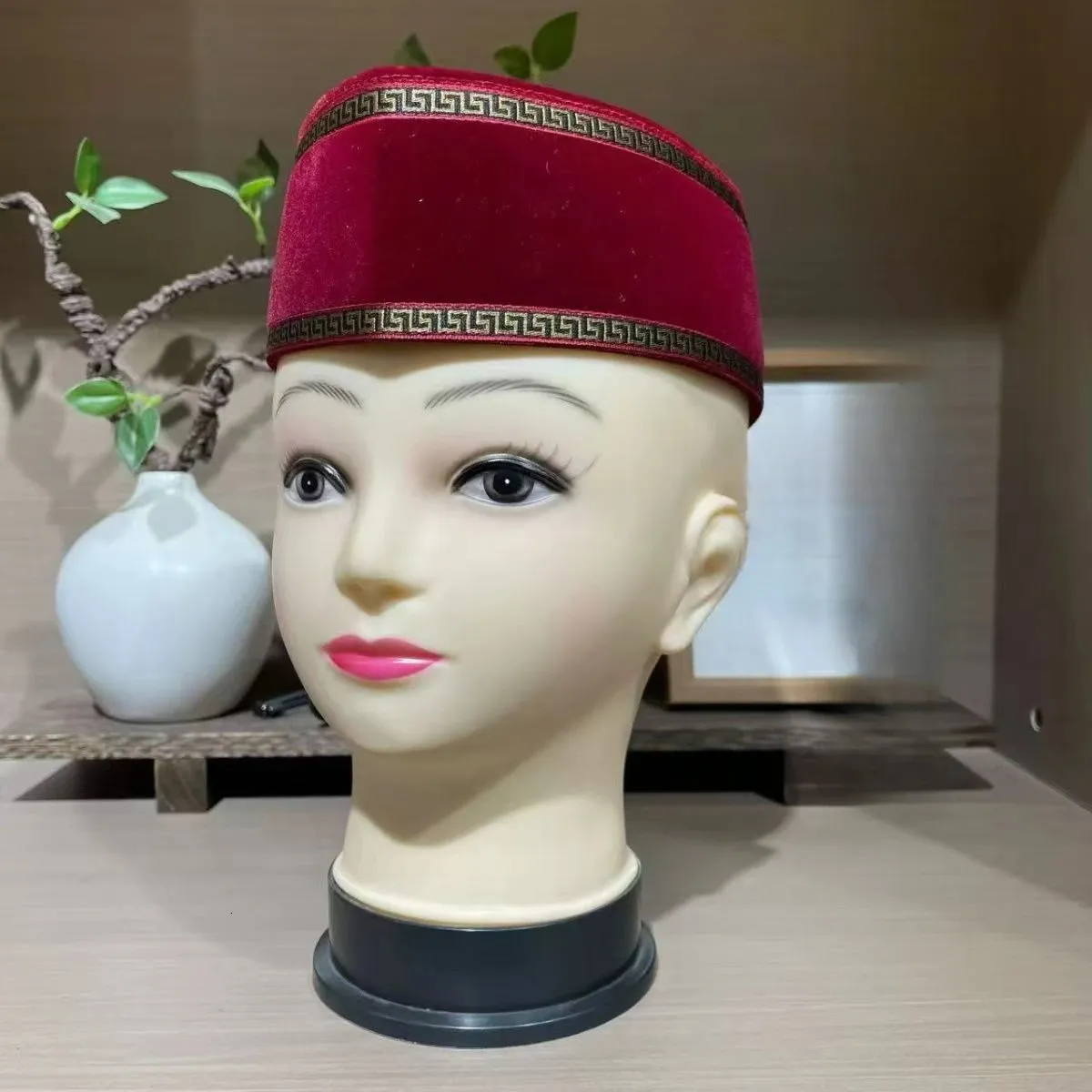 Hats Muslim Wear Mens Headscarf Elegant Arab Head Scarves Red Velvet ...