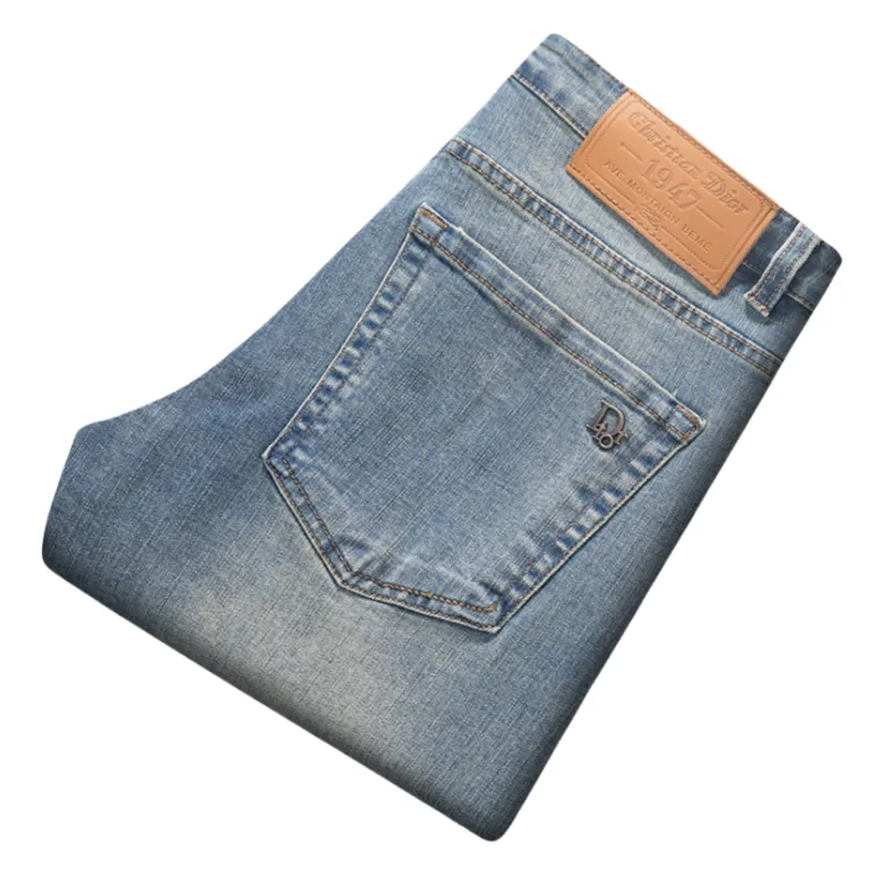 Men's Jeans Autumn Winter Men Slim Fit European American High End Brand ...