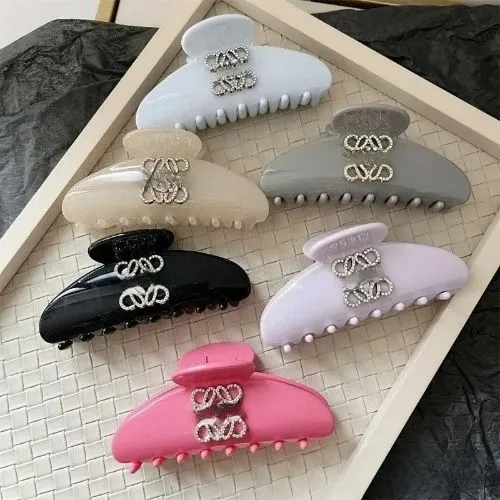 Classic Women's Hair Clips Designer Letter Shark Clips in White and ...