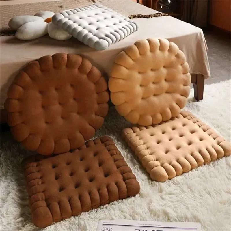 Plush Biscuit Shape Cotton Cushion Soft Low Chair Car Seat Pad ...