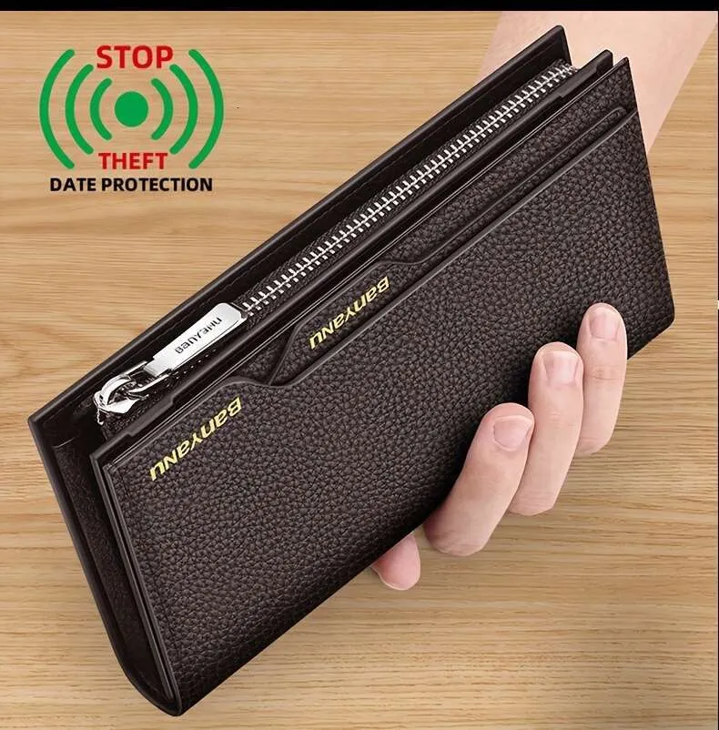 Banyanu Men's Genuine Cowhide Leather Large Capacity Multi-Card Clutch ...