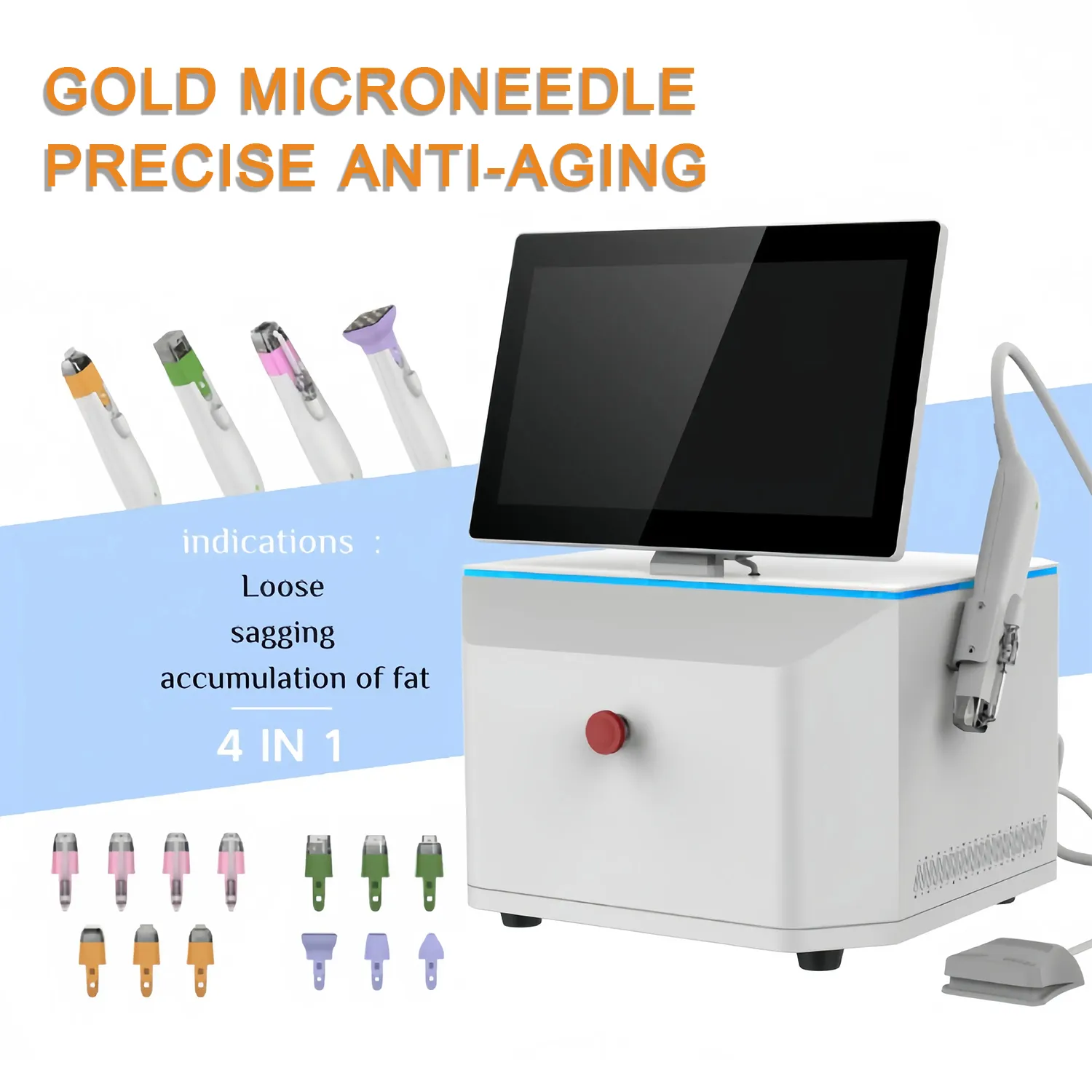 Professional RF Microneedling Machine Gold Tipped Skin Tightening ...
