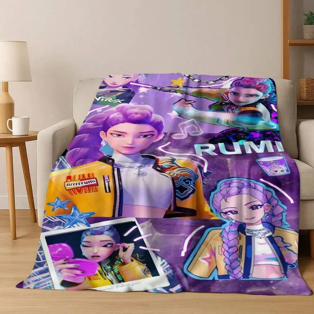 Kpop Demon Hunters Rumi Mira Zoey Music Cartoon Flannel Encanto Blanket ...