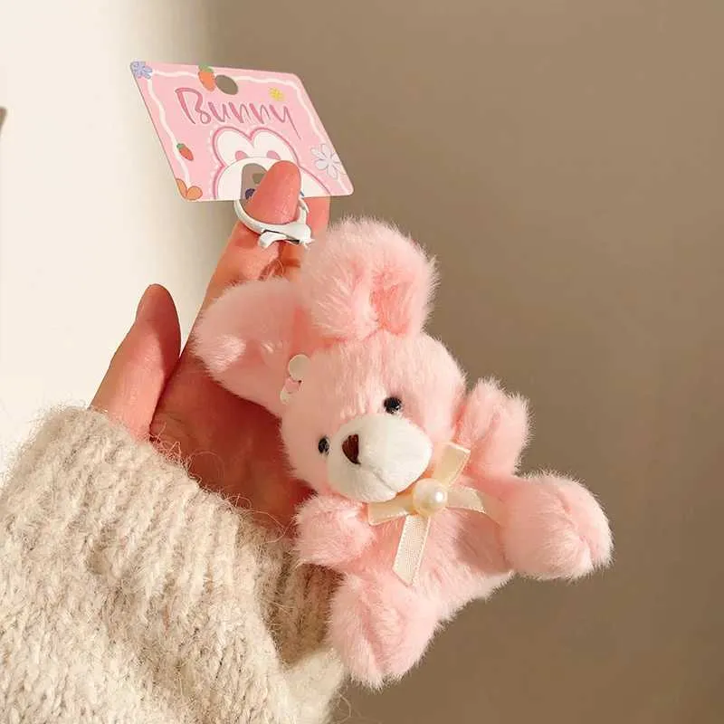 Korean Mini Bear Plush Bag Charm Keychain Bone and Copper Classic ...