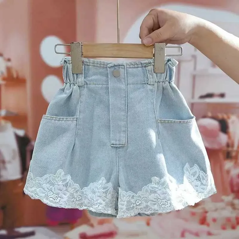 Girls Denim Shorts Lace Trim 3 7 Years, Summer Jean Shorts For Toddler ...