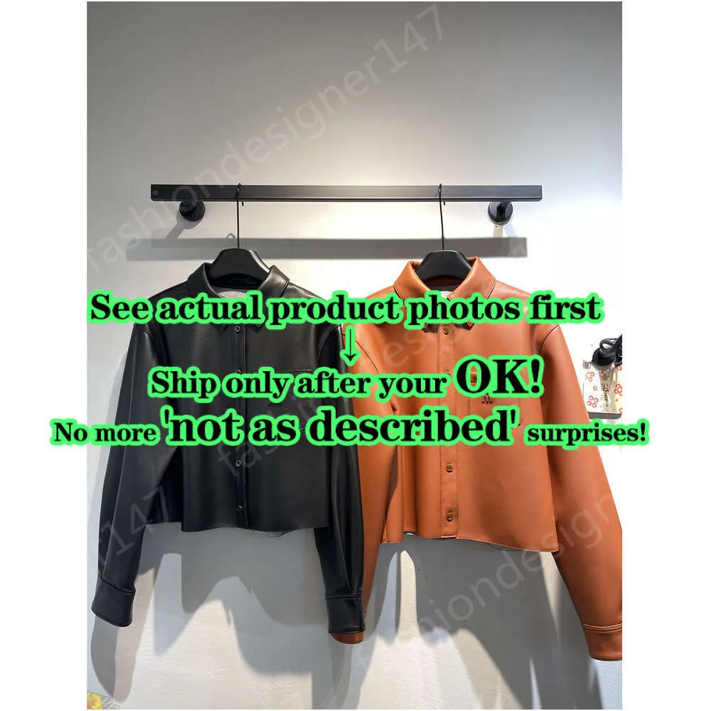Lapel leather jacket women single-breasted short cotton blend ...