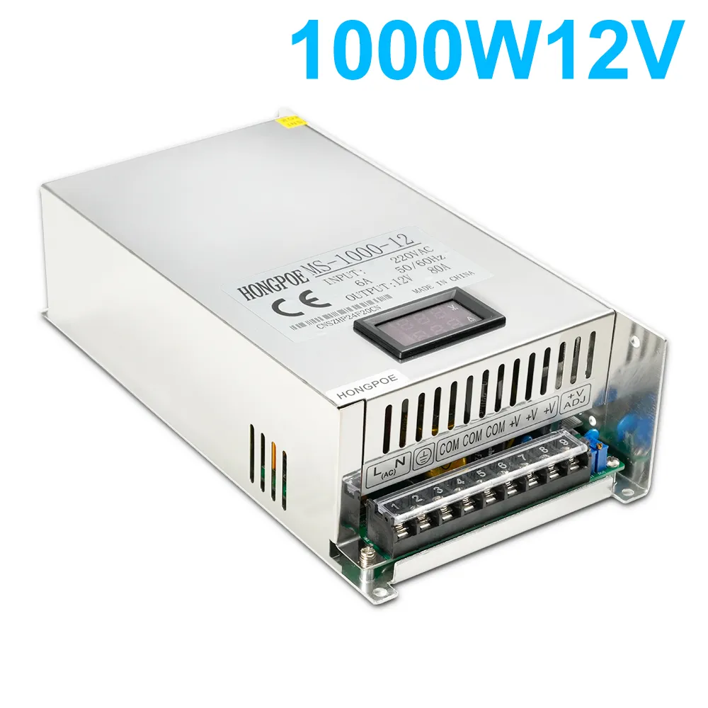 Adjustable Industrial 12v 10a Power Supply Light 1000W 12V Digital ...