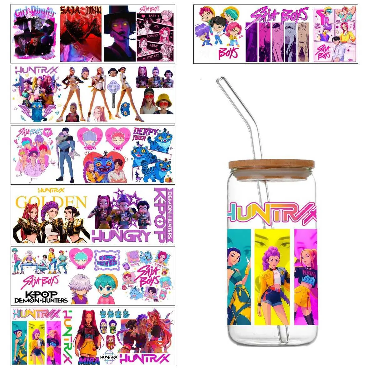 K Pop Demon Hunters Wrapping Transfer Cups HUNTRX Decal Rumi Kpop Saja ...
