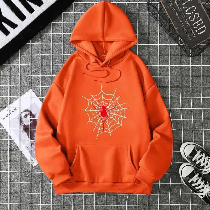 2025Winter Womens Hoodie Solid Color Print Unisex Style Double Pockets ...