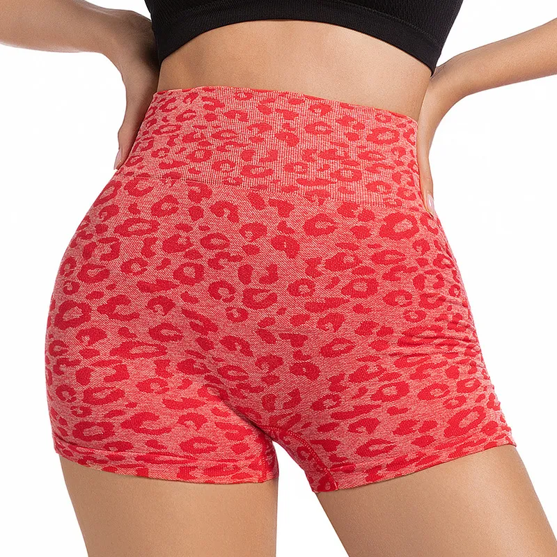 Active Shorts Women's Leopard Print High Waist Sports Shorts 92% ...