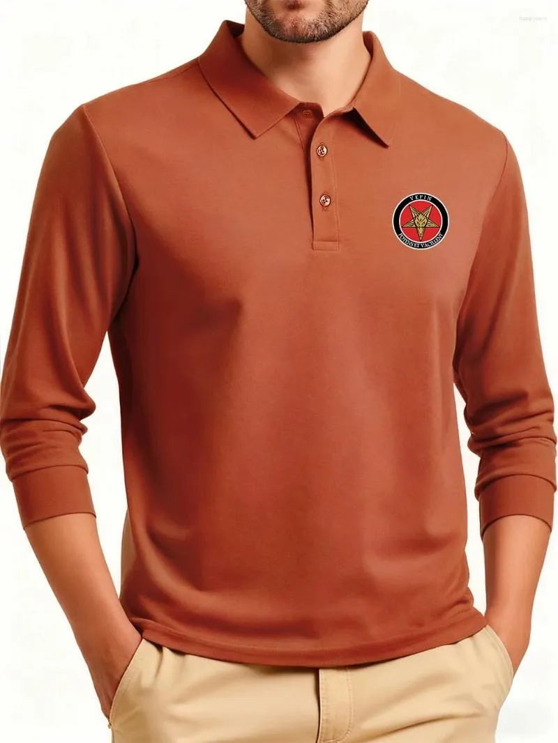 Men's Polyester Knit Long Sleeve Polo Shirts for Autumn and Winter with ...