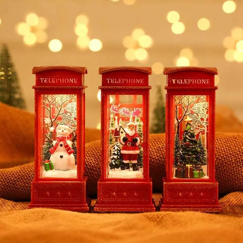 2025M251111 Christmas Phone Booth Lights Santa Claus & Snowman Window ...