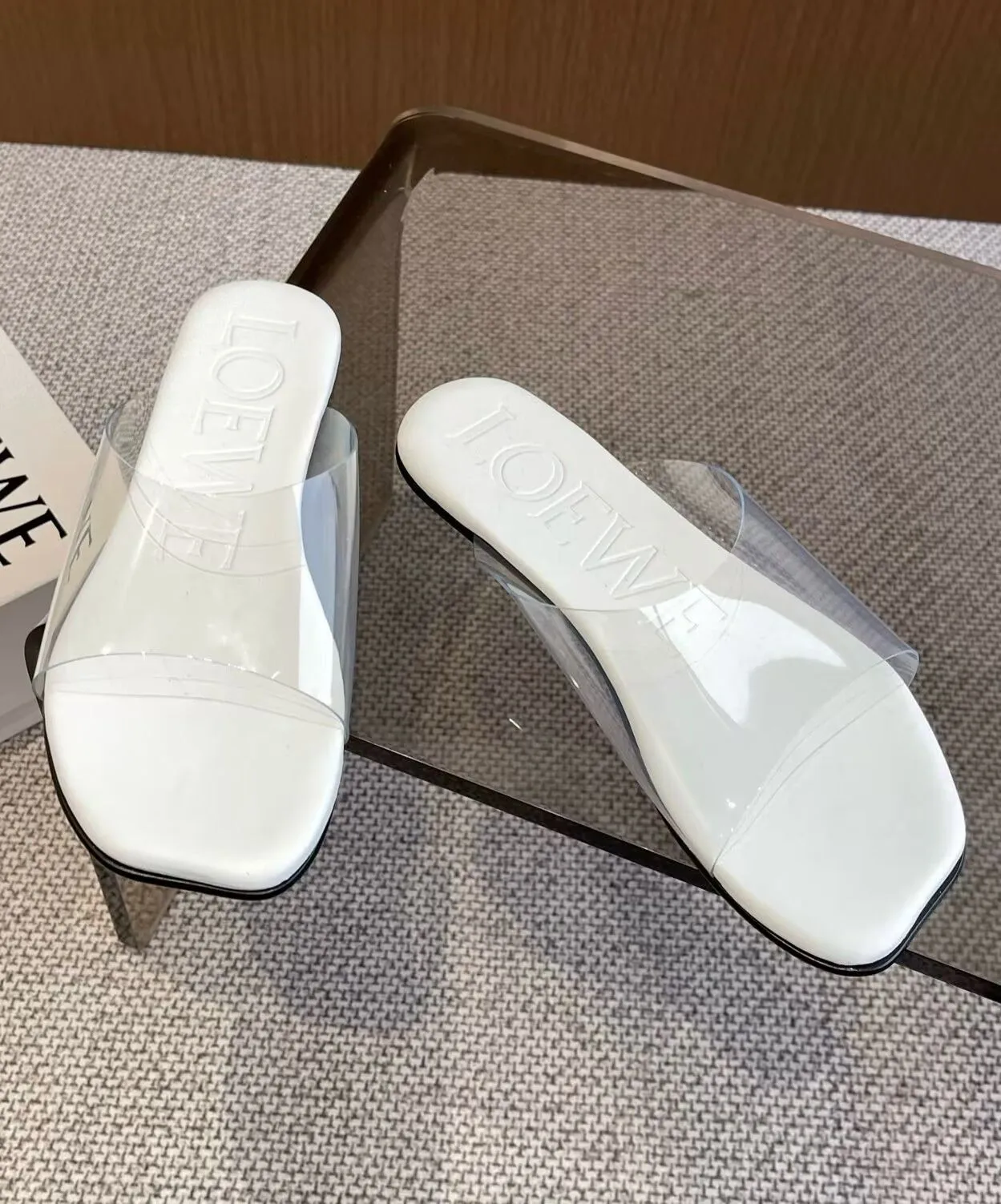 Bulk Petal Anagram Leather Clear Low Heel Mules For Women Relaxed ...
